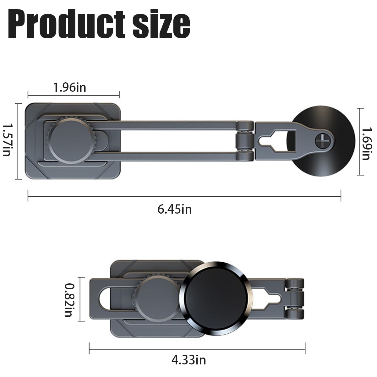 BESULEN Magnetic Phone Holder for Car, 6 Strong Magnets, Car Phone Mount with 2 Metal Plates, 720° Rotation Folding Case Friendly, Universal Auto Dashboard Cell Phone Holder Fits Most Smartphones
