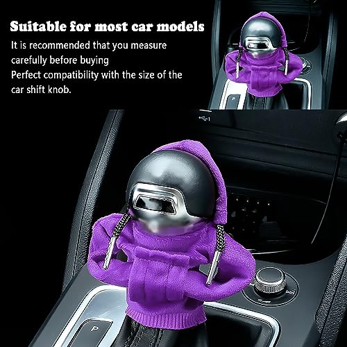 OFBAND Gear Shift Knob Cover,Automotive Interior Accessories Shift Knobs Fashionable Hooded Shirt Car Shifter Knobs Cover Trim,Universal fit Shift knob Cover Car Interior Decor Accessories (Purple)