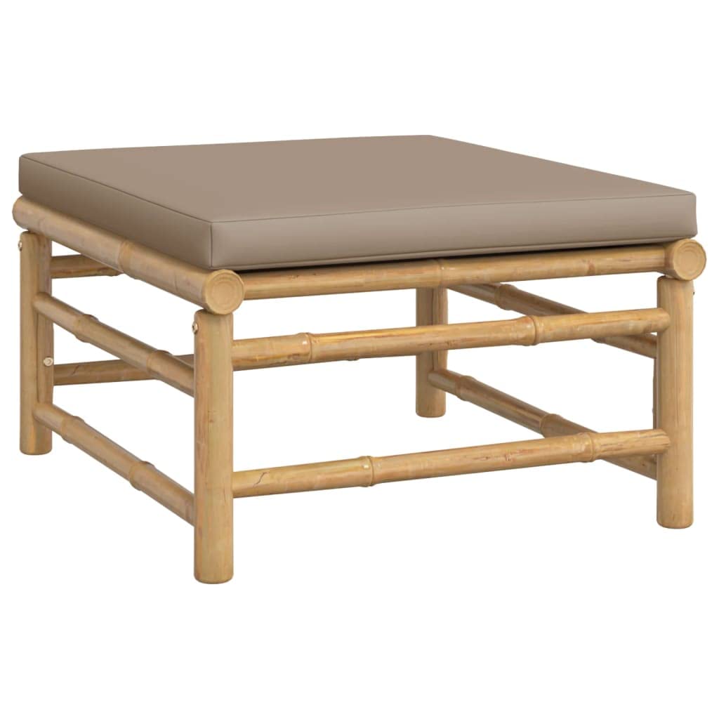 YAFF Patio Footstool with Taupe Cushion Bamboo
