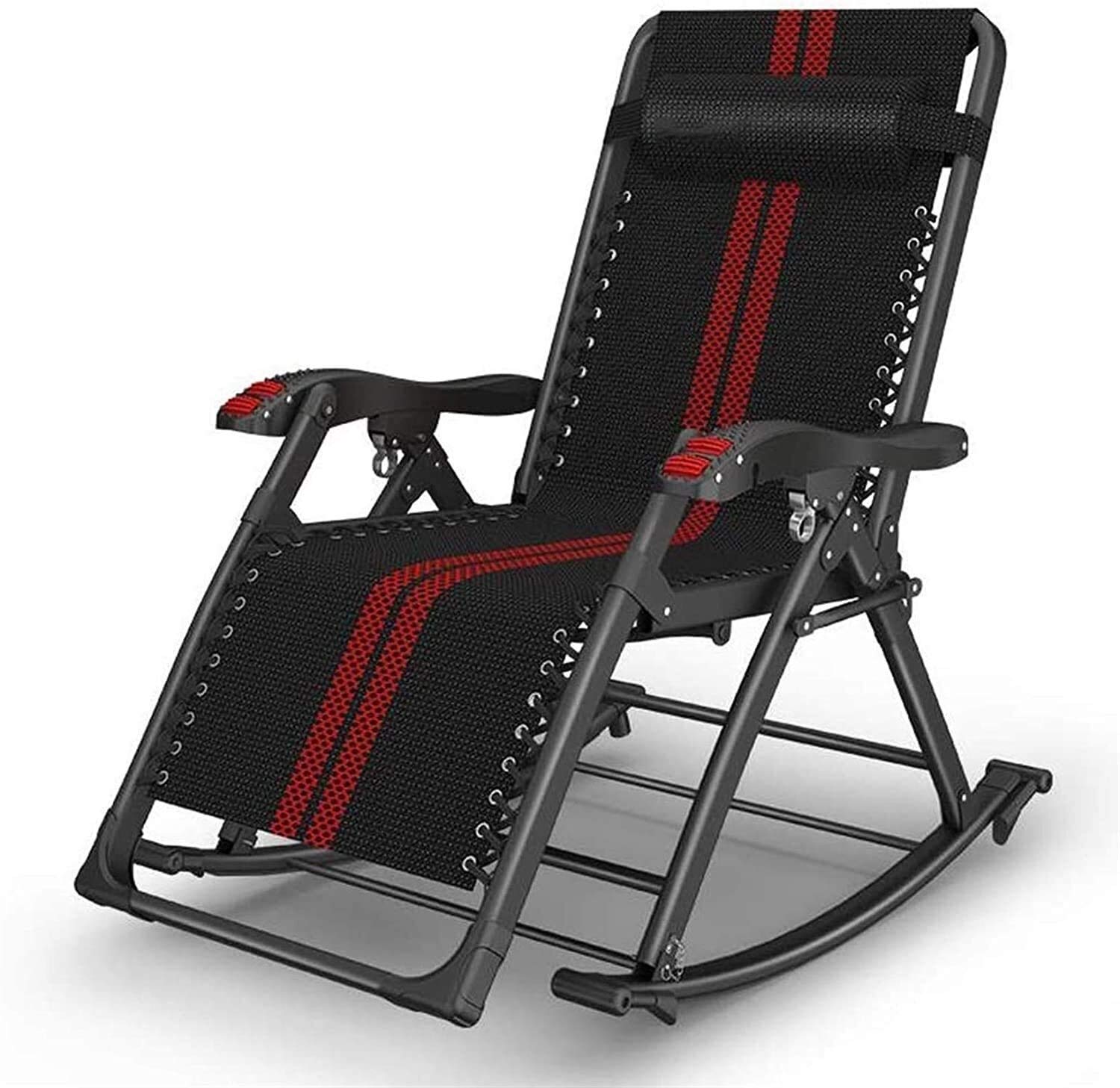 Lightweight Sun Lounger, OutdoorZeroGravity Garden Rocking Chair Folding Recliner Adjustable Sun Lounger Rocker Seat
