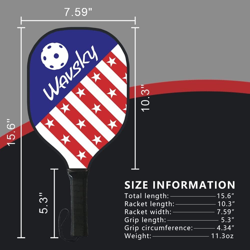 Wavsky Pickleball Set - 4 Paddles, 8 Balls, 4 Cooling Towels, Carry Bag, Wooden Pickleball Rackets With Ergonomic Grips for Beginners