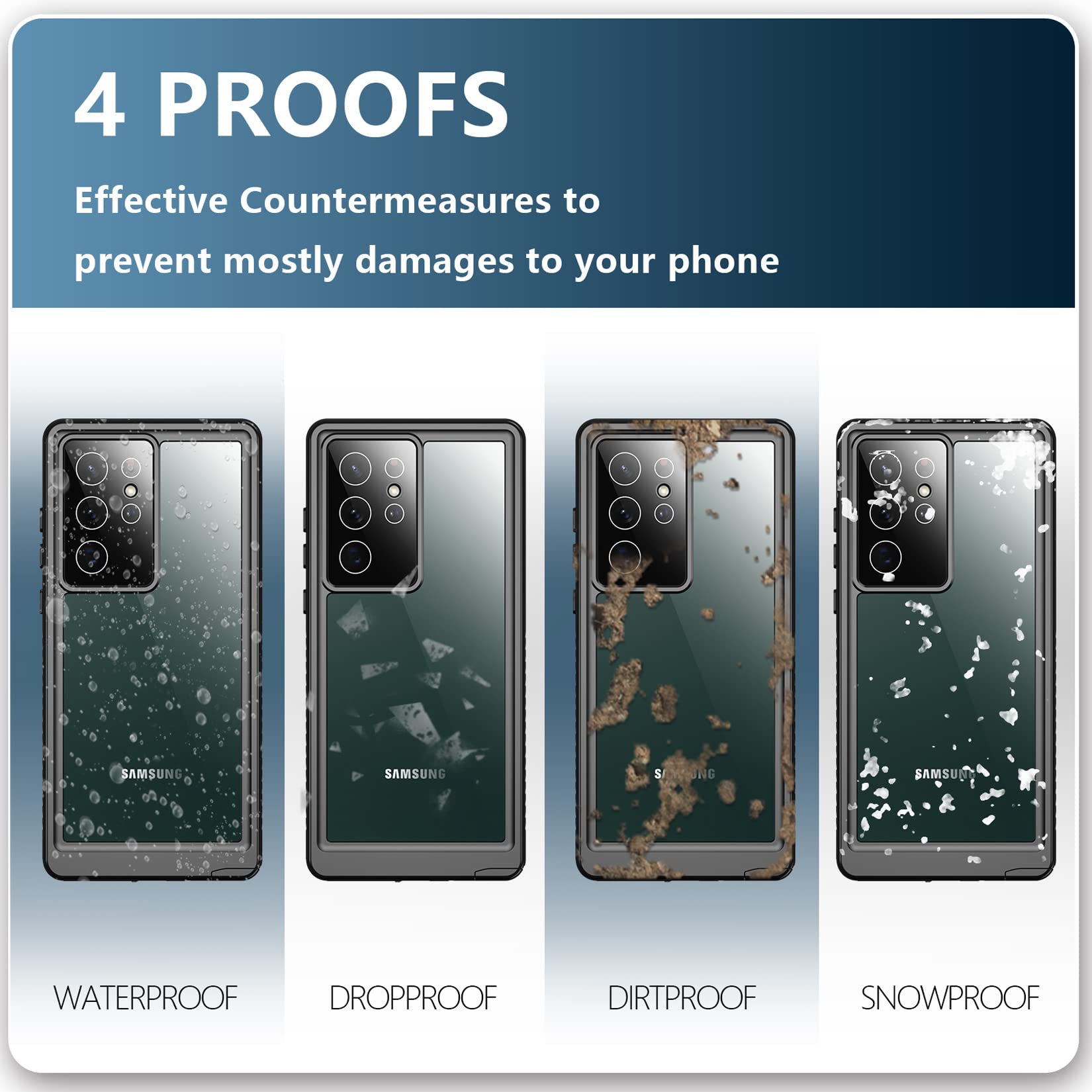 SPIDERCASE Designed for Samsung Galaxy S22 Ultra Case, Waterproof Built-in Screen Protector Full Protection Heavy Duty Shockproof Case, Teal