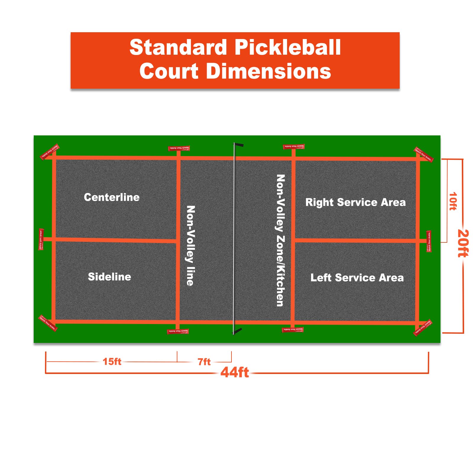 Singker PortablePickleball Court Marking Kit,Innovative, 10 Zippered sandbags Keep thewind from Messing Around,Temporary Pickleball Boundary Lines, 8 Nylon webbings, Net Not Included