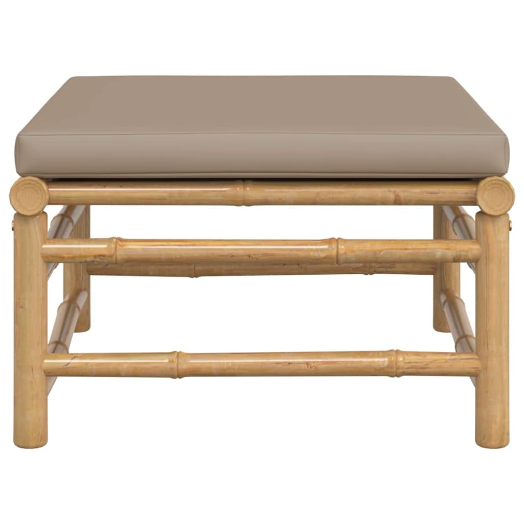 YAFF Patio Footstool with Taupe Cushion Bamboo