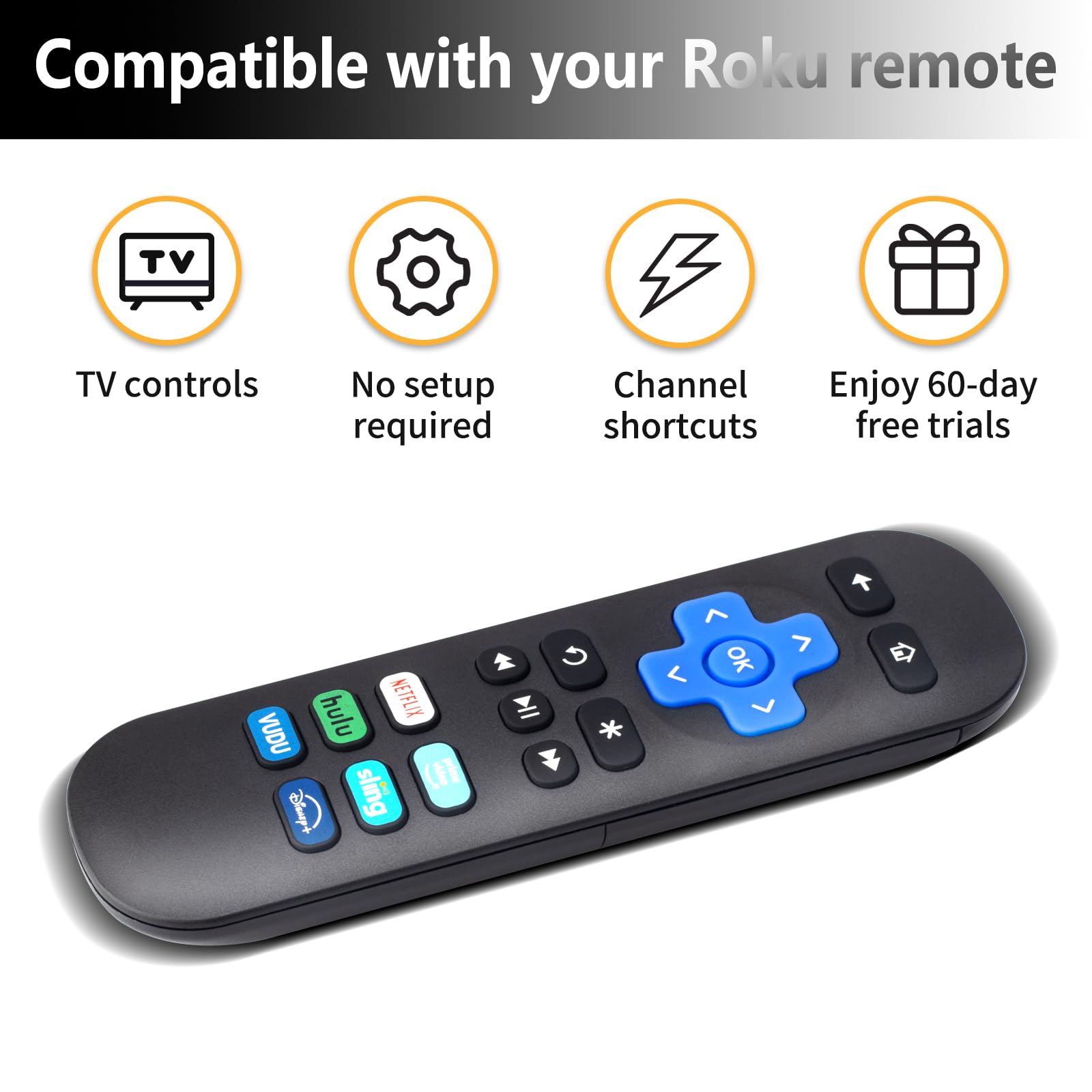 Replacement Remote Control Compatible with Rku- Express,for Rku- Box, for Rku- Player,for Rku- Premiere,Compatible for Rku- 1/2/3/4 (HD,LT,XS,XD).(NOT for Rku- Stick and Rku- TV)(Pack of 2)