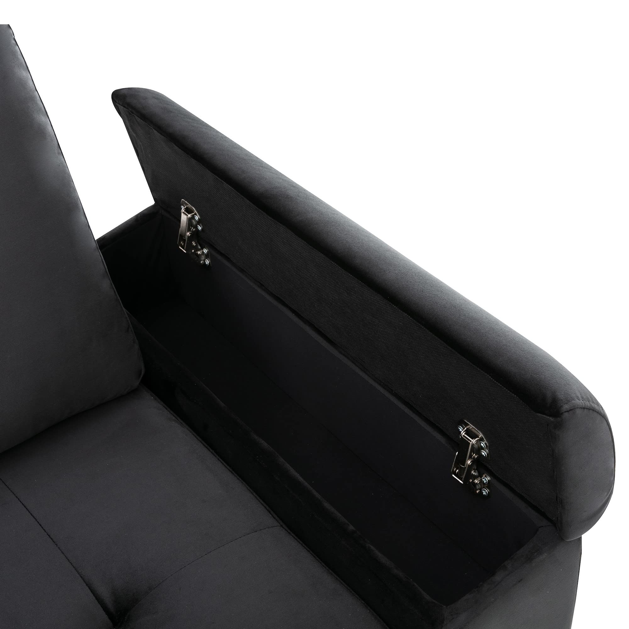 Merax Sleeper Sectional, L-Shape Corner Couch Sofa-Bed with Storage Ottoman, Black
