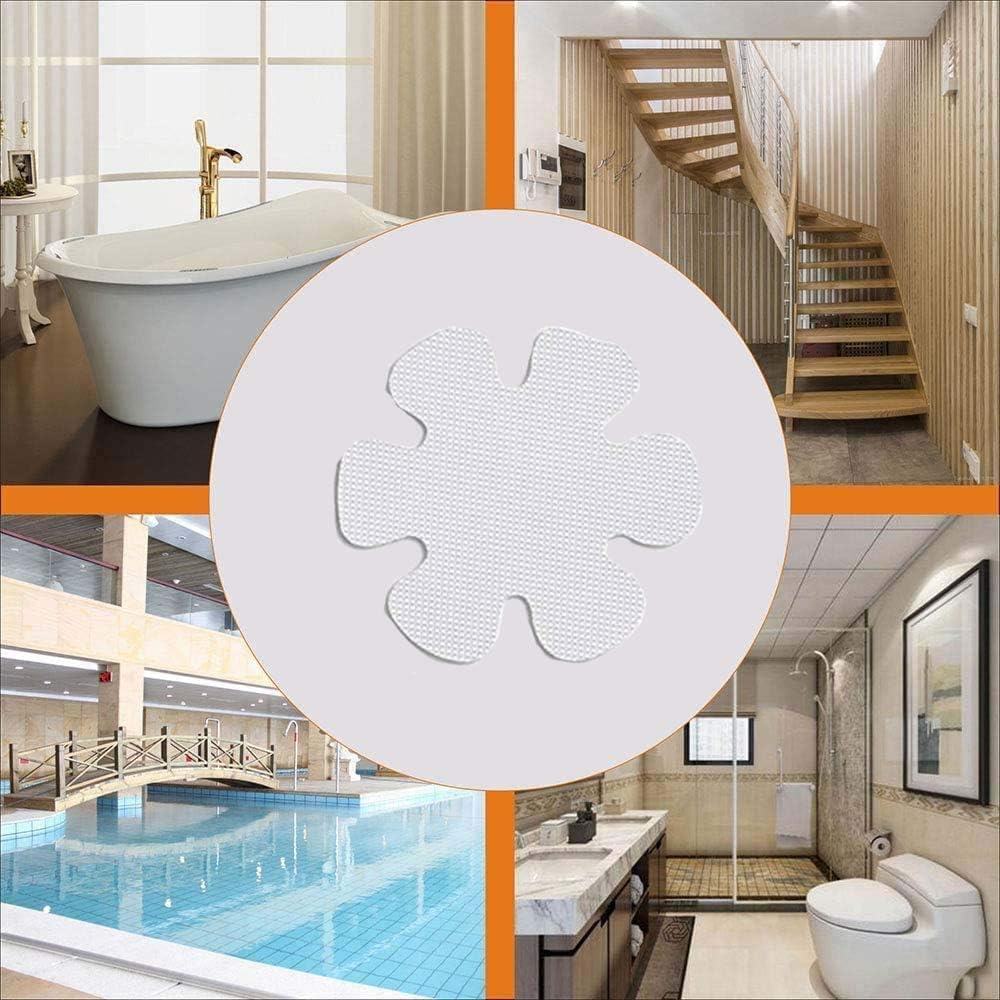 20 Pcs Bathtub Stickers,Non-Slip Flower Shape Safety Shower Treads Self Adhesive Shower Stickers with Scraper for Tubs Bath