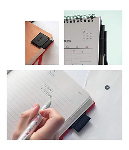 Ringke Pen Holder for Apple Pencil, Journal, Notebooks, and More - 3M Self Adhesive PU Leather Durable Pen Loop with Elastic (3 PACK) - Black