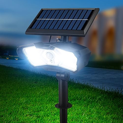 Demeras Solar Landscape Spotlights, 2400mah Bright Solar Flood Lights Auto Induction 2 Adjustable Brightness Modes for Patio (ASTEY-KXK-600-128COB)