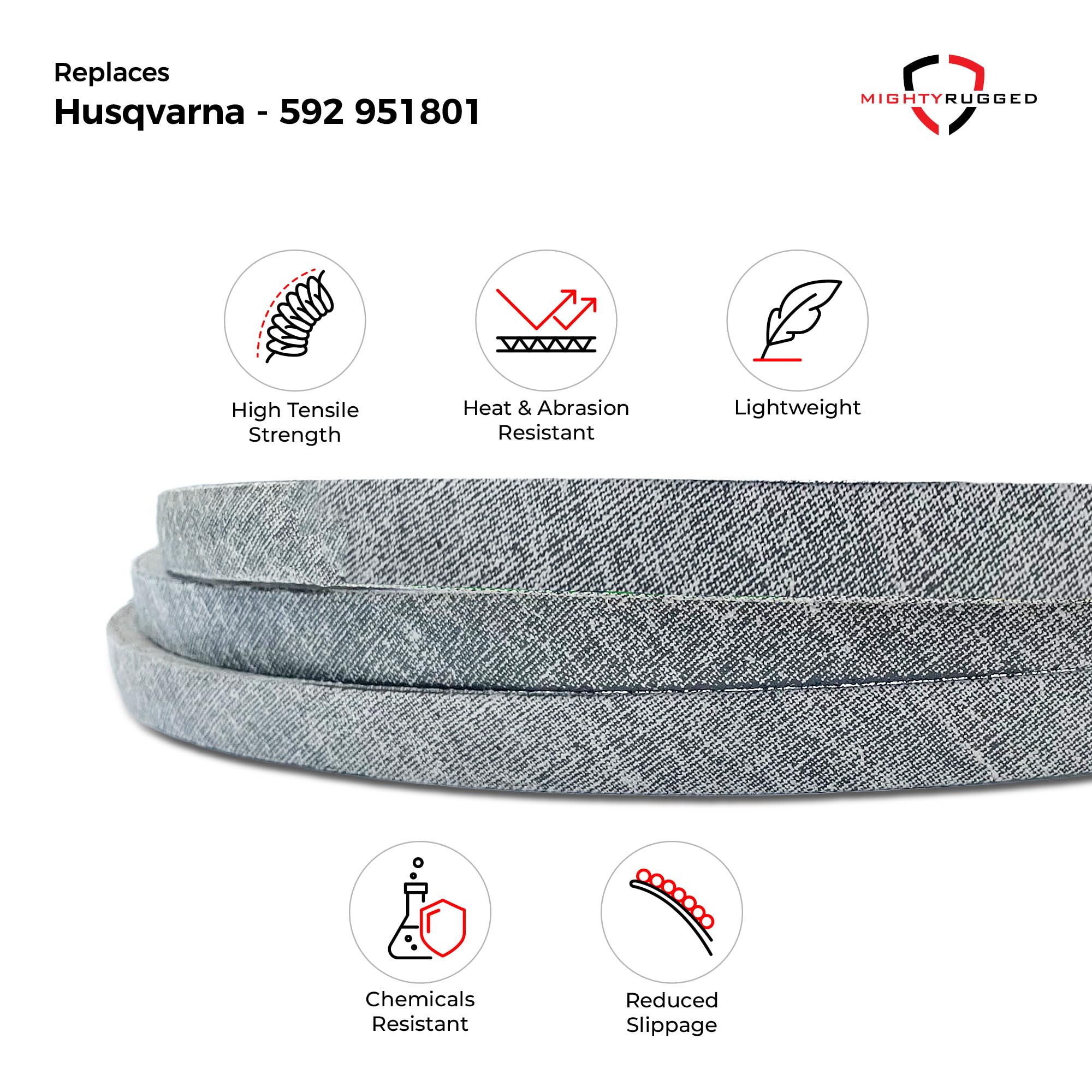 MightyRugged 592951801 Husqvarna Deck Belt Replacement - Belt Length 152" - Premium, Heavy-Duty, Aramid Cord for Husqvarna Zero-Turn 54" Deck Mowers - Husqvarna Z254F Deck Belt