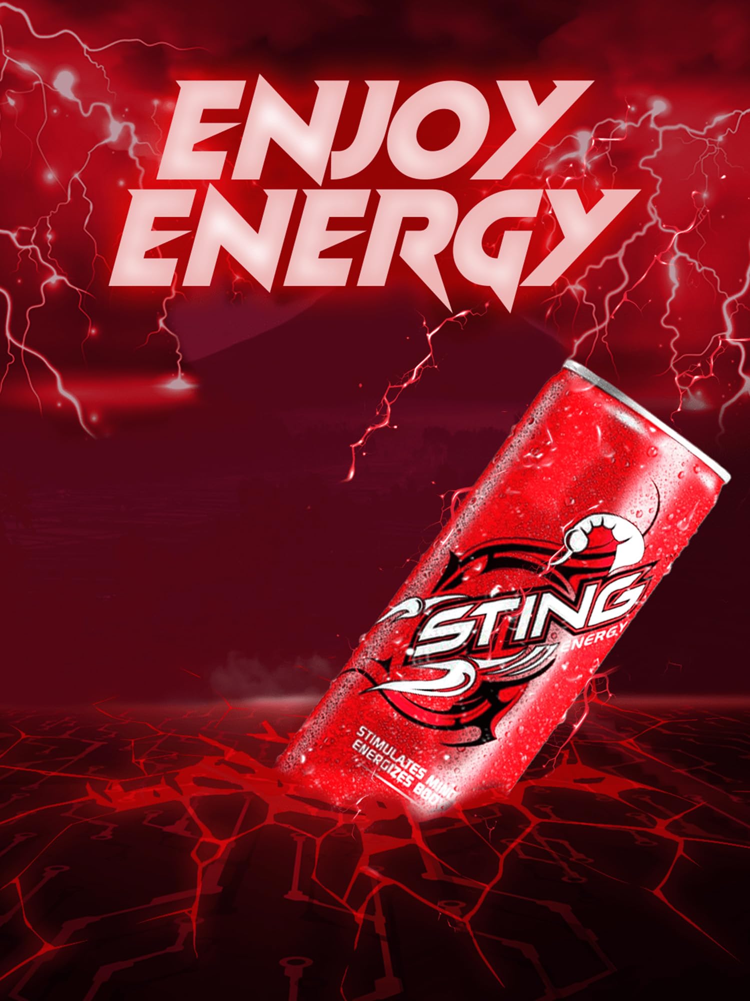 STING Energy Drink Red Ginseng Strawberry, Nuoc Tang Luc Sting 320ML, Fitness, Focus & Performance Drink, 10.8 Fl Oz (Pack of 6)