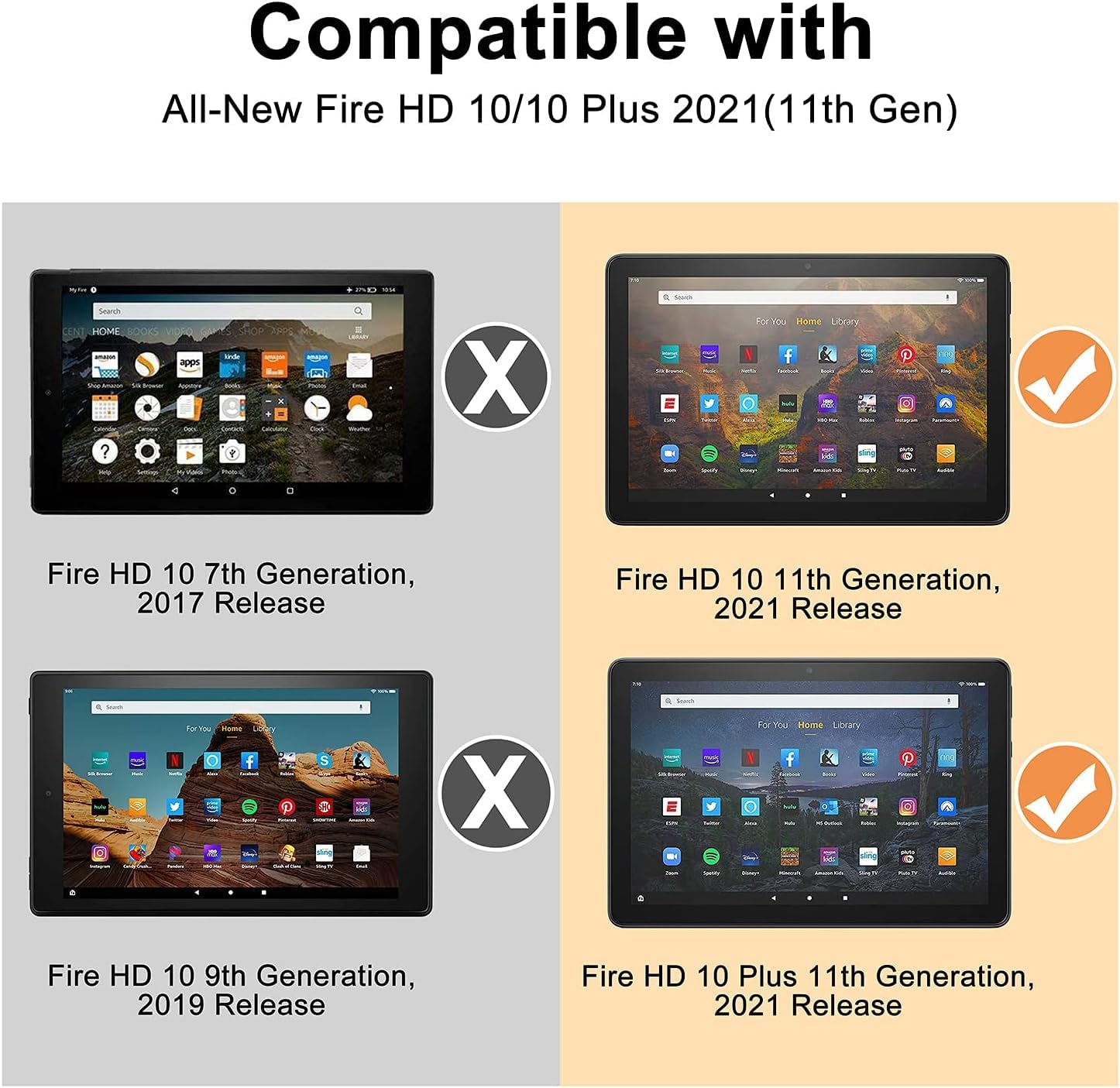 Case for All New Fire HD 10 Tablet 11th Generation and Fire HD 10 Plus 2021,Slim Fit Foldable Standing Cover Case with Auto Sleep/Wake for Fire HD 10 Tablet 10.1 Inch,Horse