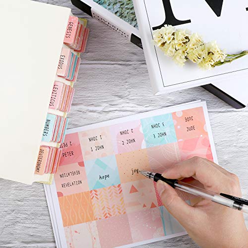 PAIVSUN Bible Tabs for Study Bible, Bible Journaling Supplies Christian Gift for Women, 66 Bible Index Tabs Old and New Testament, 14 Blank Tabs, Large Print Bible Book Tabs for Women Kids - Pinkbrown