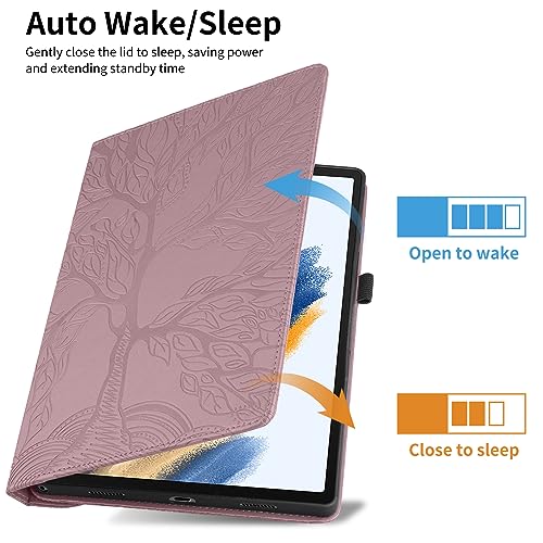 Oaxrui 360°Rotate Case for Samsung Galaxy Tab A8 10.5 (2021) SM-X200 X205 Anti-slip standing Cover Textured Tree Pink