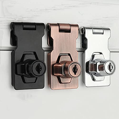 Home Security Zinc Alloy Cupboard Punch-free Cabinet Keyed Hasp Lock Drawer Door Lock - (Color: 2.5 inch-Silver)