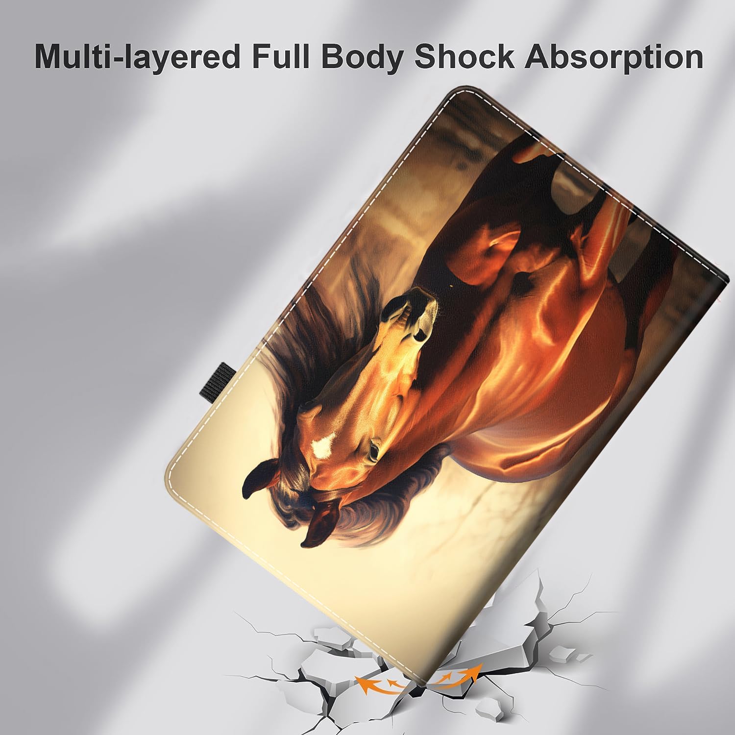 Case for All New Fire HD 10 Tablet 11th Generation and Fire HD 10 Plus 2021,Slim Fit Foldable Standing Cover Case with Auto Sleep/Wake for Fire HD 10 Tablet 10.1 Inch,Horse