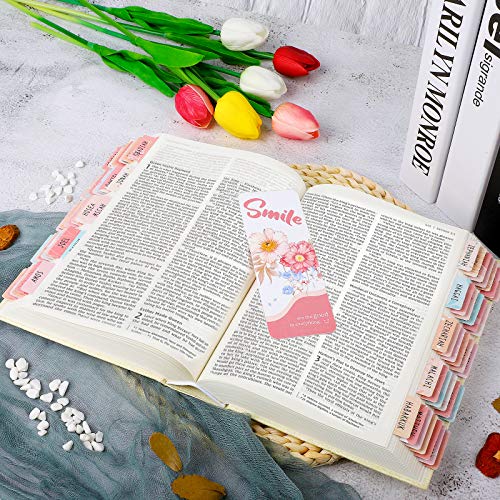 PAIVSUN Bible Tabs for Study Bible, Bible Journaling Supplies Christian Gift for Women, 66 Bible Index Tabs Old and New Testament, 14 Blank Tabs, Large Print Bible Book Tabs for Women Kids - Pinkbrown