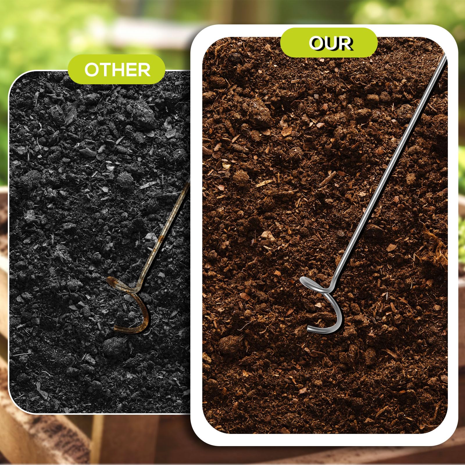 Gisafai Compost Aerator Compost Turner and Mixing Tool Compost Aerator Tool Stainless Steel Compost Aerator Tool Compost Aeration Tool for Outdoor Garden Lawn Composting