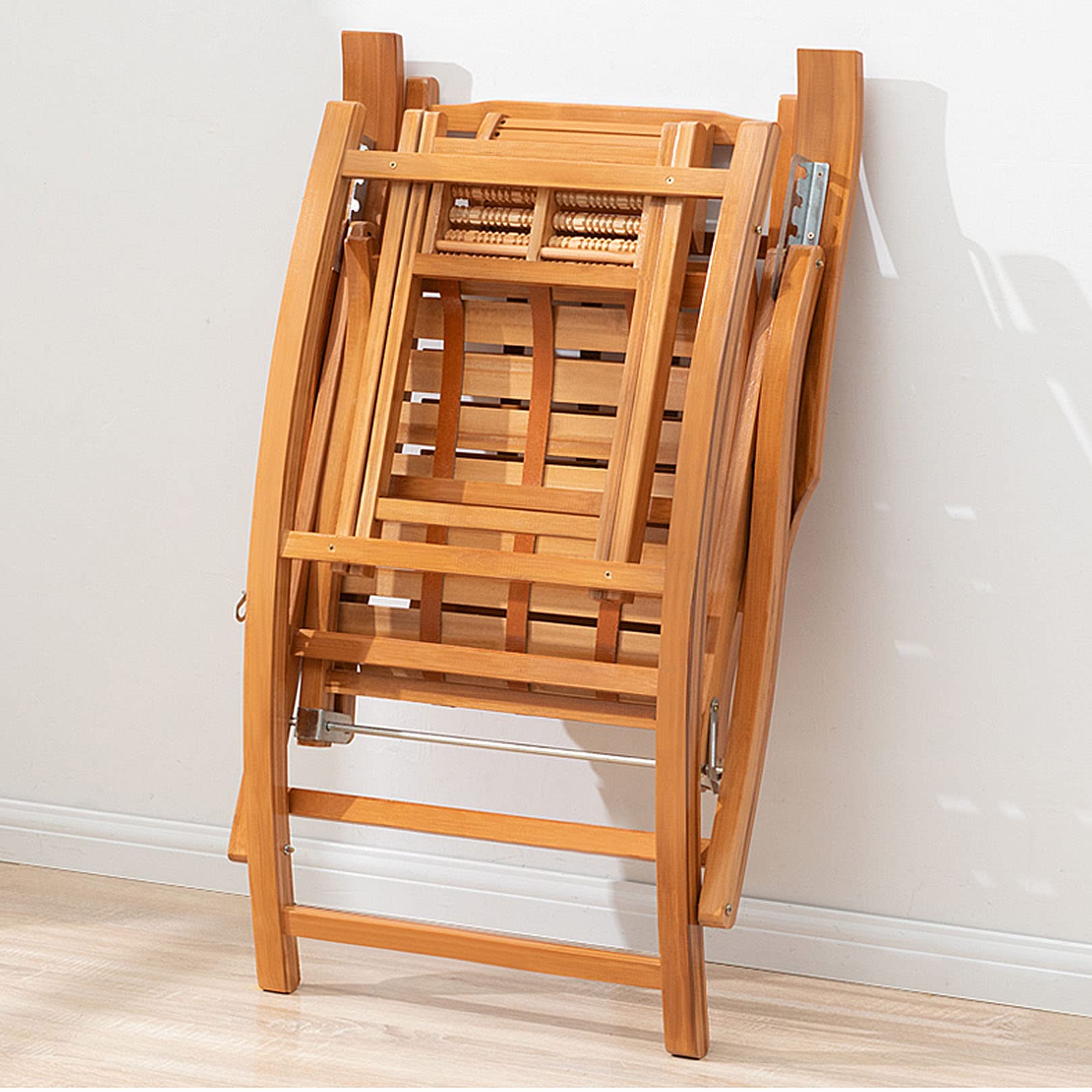 Lounge Chair, Zero Gravity Chair Folding Chairs, Reclining, Garden Rocking Chair Multifunctional Nap Chair, with Foot Massage Wheel Bamboo Lounge Chair