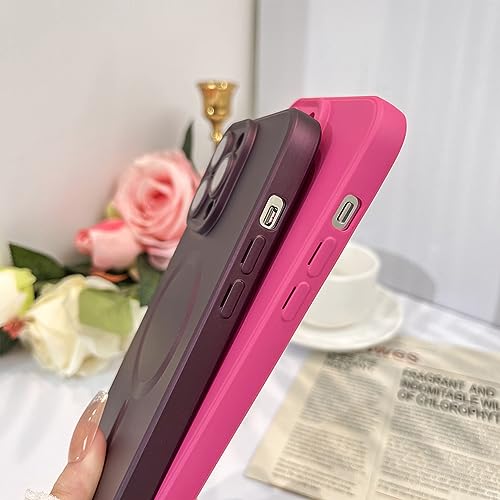 MZELQ Magnetic Case for iPhone 14 Pro Max Case [Compatible with Magsafe] with Camera Protection Cover Soft Silicone Shockproof Protective Design Phone Case for 14 Pro Max Women Girls 6.7" - Burgundy