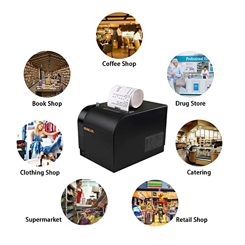 Rongta Thermal Receipt Printer, 80mm Receipt Printers, Thermal Pos Printer with Auto Cutter Support Cash Drawer,USB Serial Ethernet Support ESC/POS, Compatible with Windows/Mac/Linux (RP820)