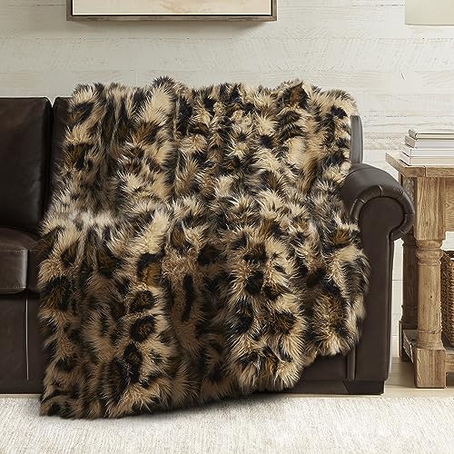Hyde Lane Faux Fur Throw Blanket, Luxury Fluffy Leopard Blankets for Home Couch Sofa, Fuzzy Plush Animal Coat Color Throws for Decoration, Gift for Women, 50x60