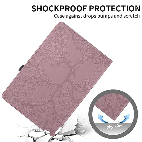 Oaxrui 360°Rotate Case for Samsung Galaxy Tab A8 10.5 (2021) SM-X200 X205 Anti-slip standing Cover Textured Tree Pink