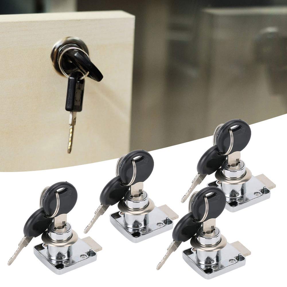 QANYEGN 4 Sets Drawer Lock Cabinet Locks with Keys, Zinc Alloy Drawer and Cabinet Lock, Home Desk Lock for Desks, Cabinets, Drawer Cabinets, Letter Box