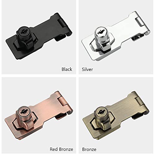 Home Security Zinc Alloy Cupboard Punch-free Cabinet Keyed Hasp Lock Drawer Door Lock - (Color: 2.5 inch-Silver)