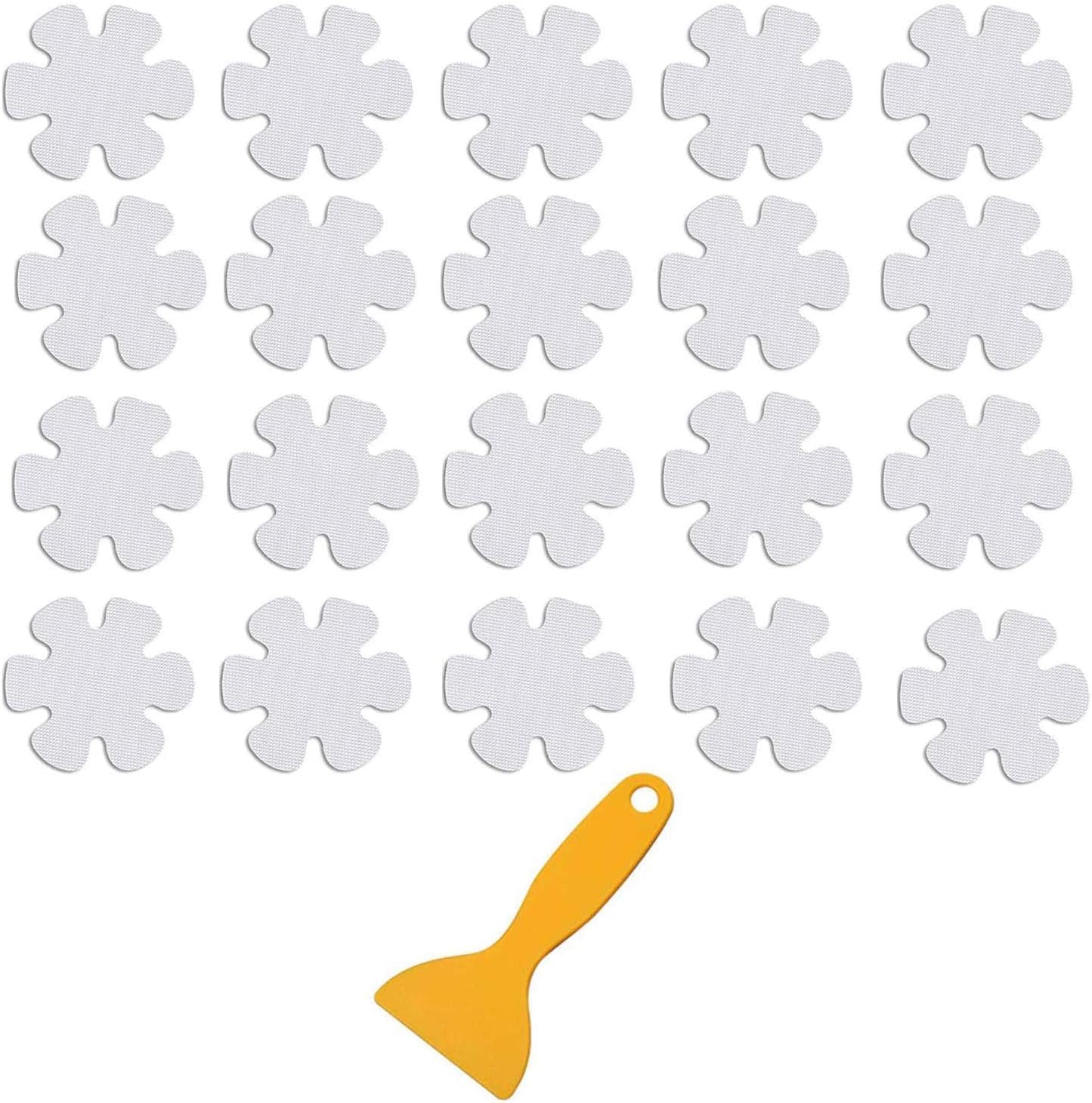 20 Pcs Bathtub Stickers,Non-Slip Flower Shape Safety Shower Treads Self Adhesive Shower Stickers with Scraper for Tubs Bath
