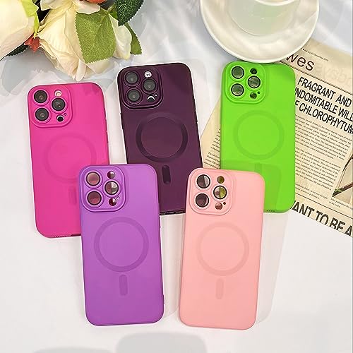 MZELQ Magnetic Case for iPhone 14 Pro Max Case [Compatible with Magsafe] with Camera Protection Cover Soft Silicone Shockproof Protective Design Phone Case for 14 Pro Max Women Girls 6.7" - Burgundy