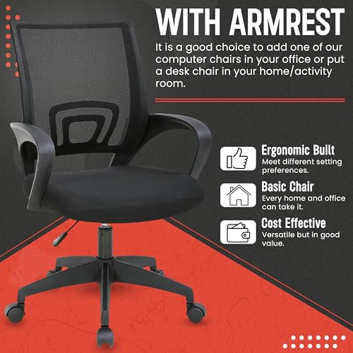 Office Chair Computer Desk Chair Gaming Ergonomic Mid Back Cushion Lumbar Support with Wheels Comfortable Mesh Racing Seat Adjustable Swivel Rolling Home Executive