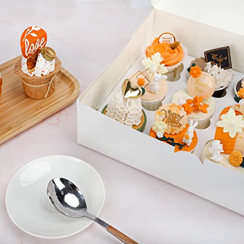 Moretoes Cupcake Boxes 15 Packs White Cupcake Containers 12 Count with Windows and Inserts to Fit Muffins, Cupcake Carrier for Cookies