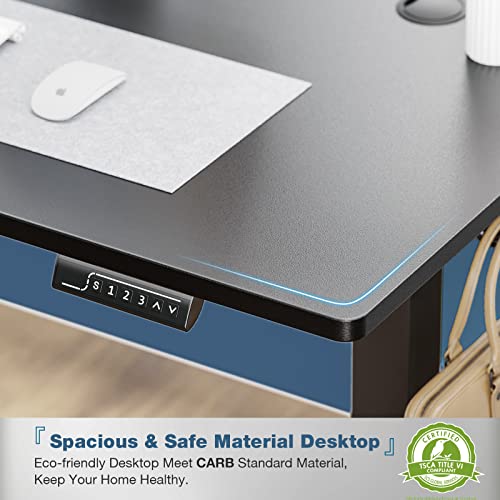 OLIXIS Electric, Height Adjustable Sit Stand Ergonomic Desk Computer Workstations with Wire Holes and Hooks for Work and Study, 24" D x 63" W x 48" H, Black