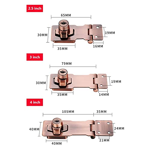 Home Security Zinc Alloy Cupboard Punch-free Cabinet Keyed Hasp Lock Drawer Door Lock - (Color: 2.5 inch-Silver)