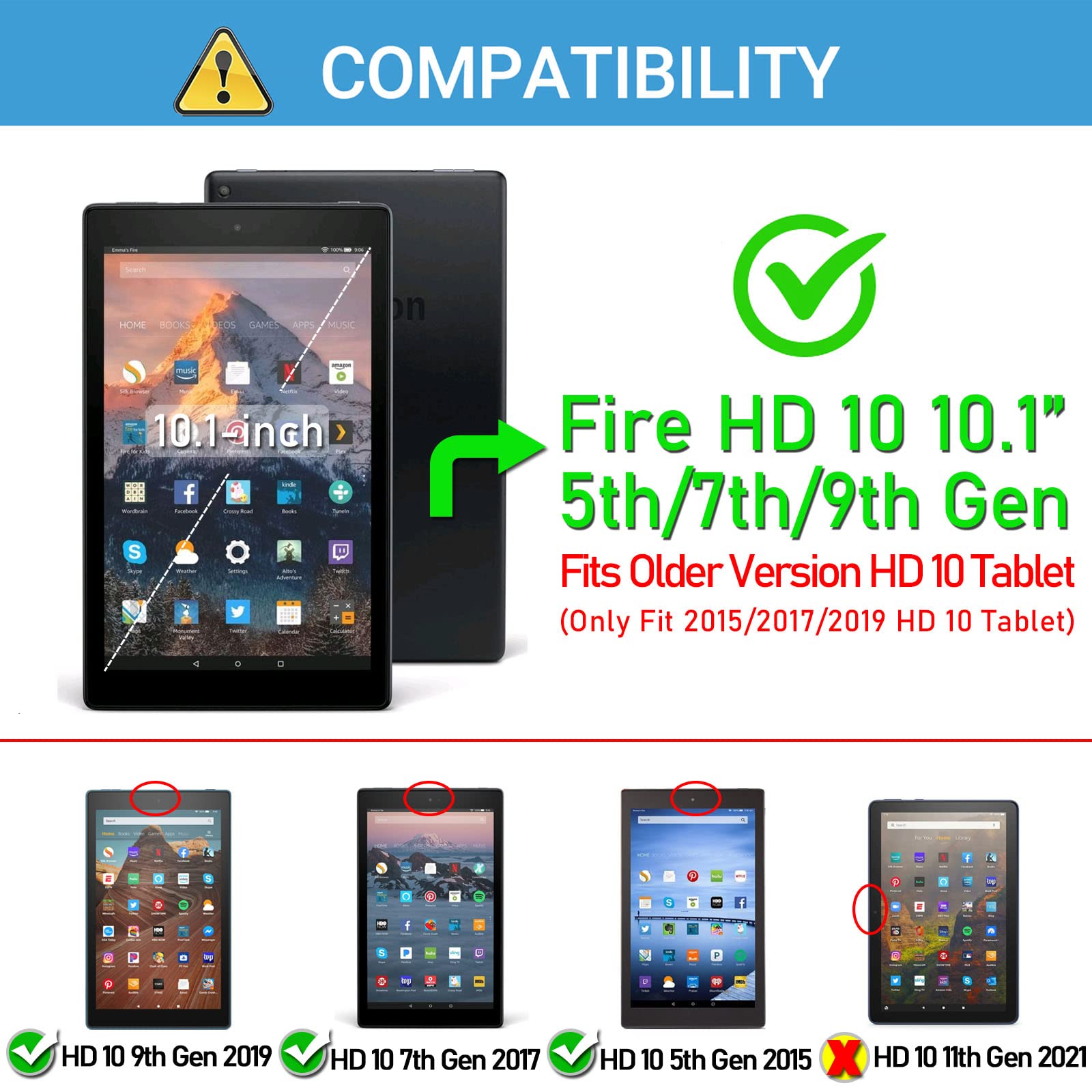 Foam Case for Fire HD 10 10.1 inch Tablet Case (5th/7th/9th Generation, 2015/2017/2019 Releases) Kid-Proof & Shockproof Sturdy Case Soft Durable Foam Cover with Portable and Foldable Handle