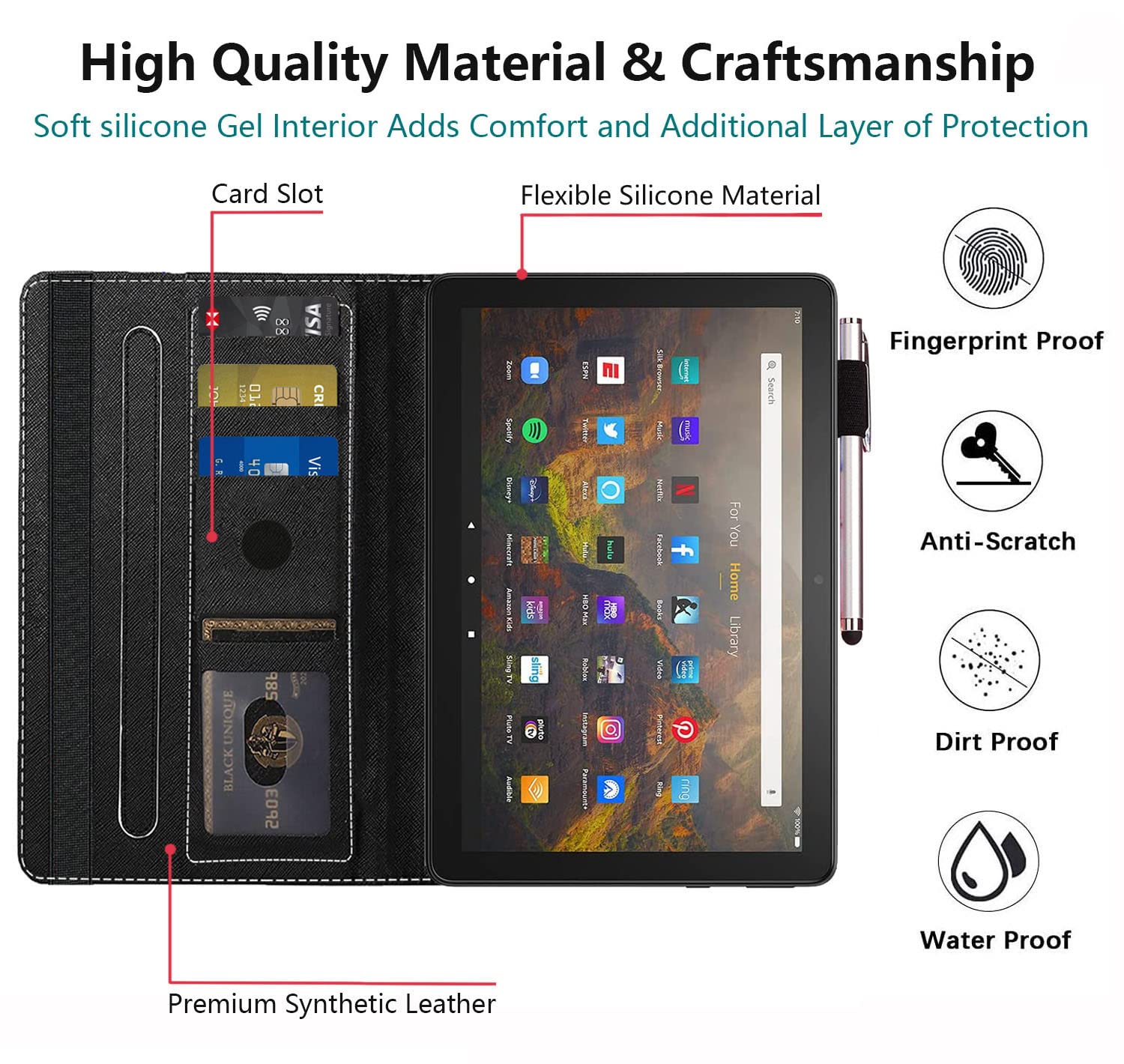 Case for All New Fire HD 10 Tablet 11th Generation and Fire HD 10 Plus 2021,Slim Fit Foldable Standing Cover Case with Auto Sleep/Wake for Fire HD 10 Tablet 10.1 Inch,Horse