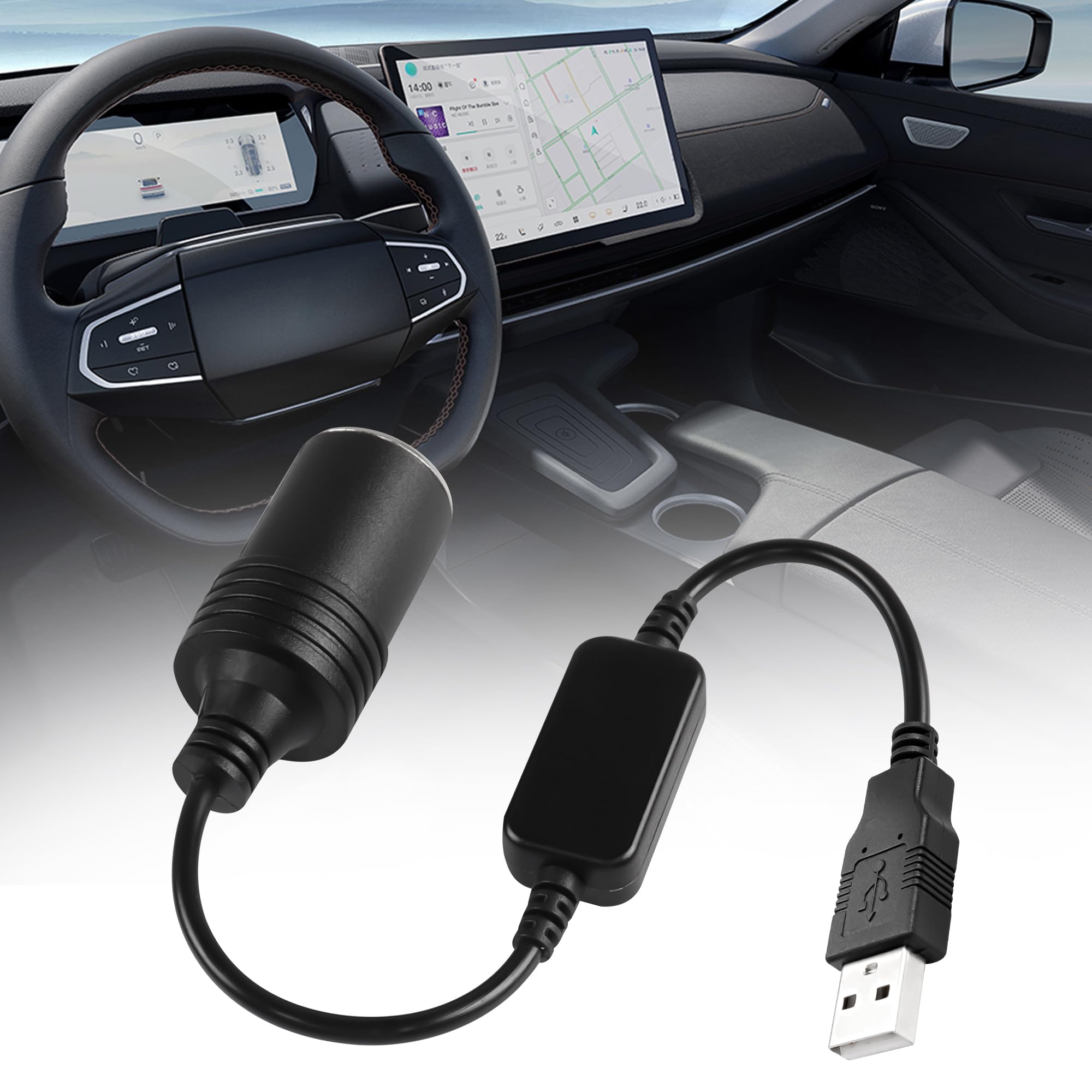 MEIRIYFA USB to Cigarette Lighter Socket Converter for Car,USB A Male 5V to 12V Step Up Car Cigarette Lighter Female Adapter Cable for Car Driving Recorder,GPS,E-Dog