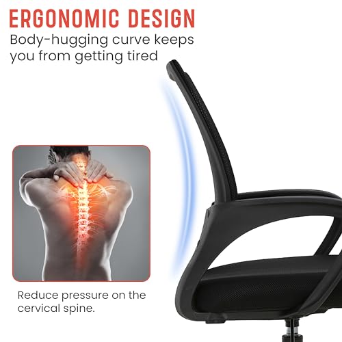 Office Chair Computer Desk Chair Gaming Ergonomic Mid Back Cushion Lumbar Support with Wheels Comfortable Mesh Racing Seat Adjustable Swivel Rolling Home Executive