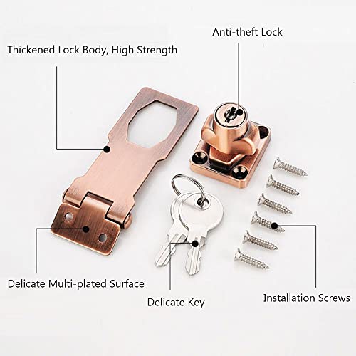 Home Security Zinc Alloy Cupboard Punch-free Cabinet Keyed Hasp Lock Drawer Door Lock - (Color: 2.5 inch-Silver)
