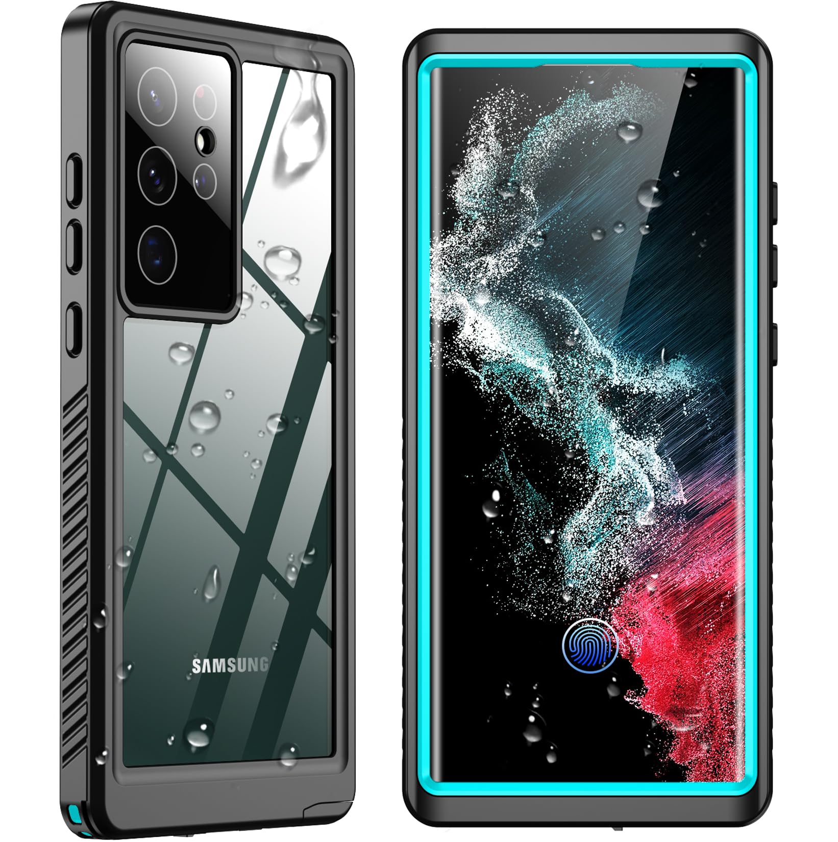 SPIDERCASE Designed for Samsung Galaxy S22 Ultra Case, Waterproof Built-in Screen Protector Full Protection Heavy Duty Shockproof Case, Teal