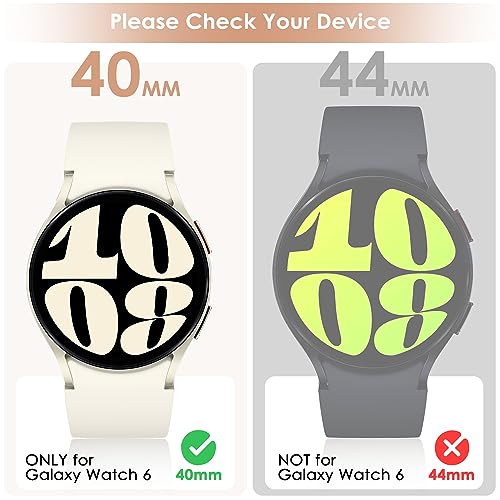 EWUONU [4+4Pack Galaxy Watch 6 Screen Protector Case 40mm 2023, Anti-Fog Tempered Glass Film and Hard PC Bumper Case Cover for Samsung Galaxy Watch 6 40mm