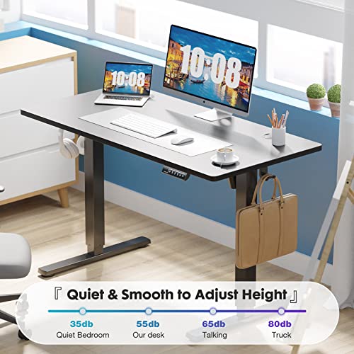 OLIXIS Electric, Height Adjustable Sit Stand Ergonomic Desk Computer Workstations with Wire Holes and Hooks for Work and Study, 24" D x 63" W x 48" H, Black
