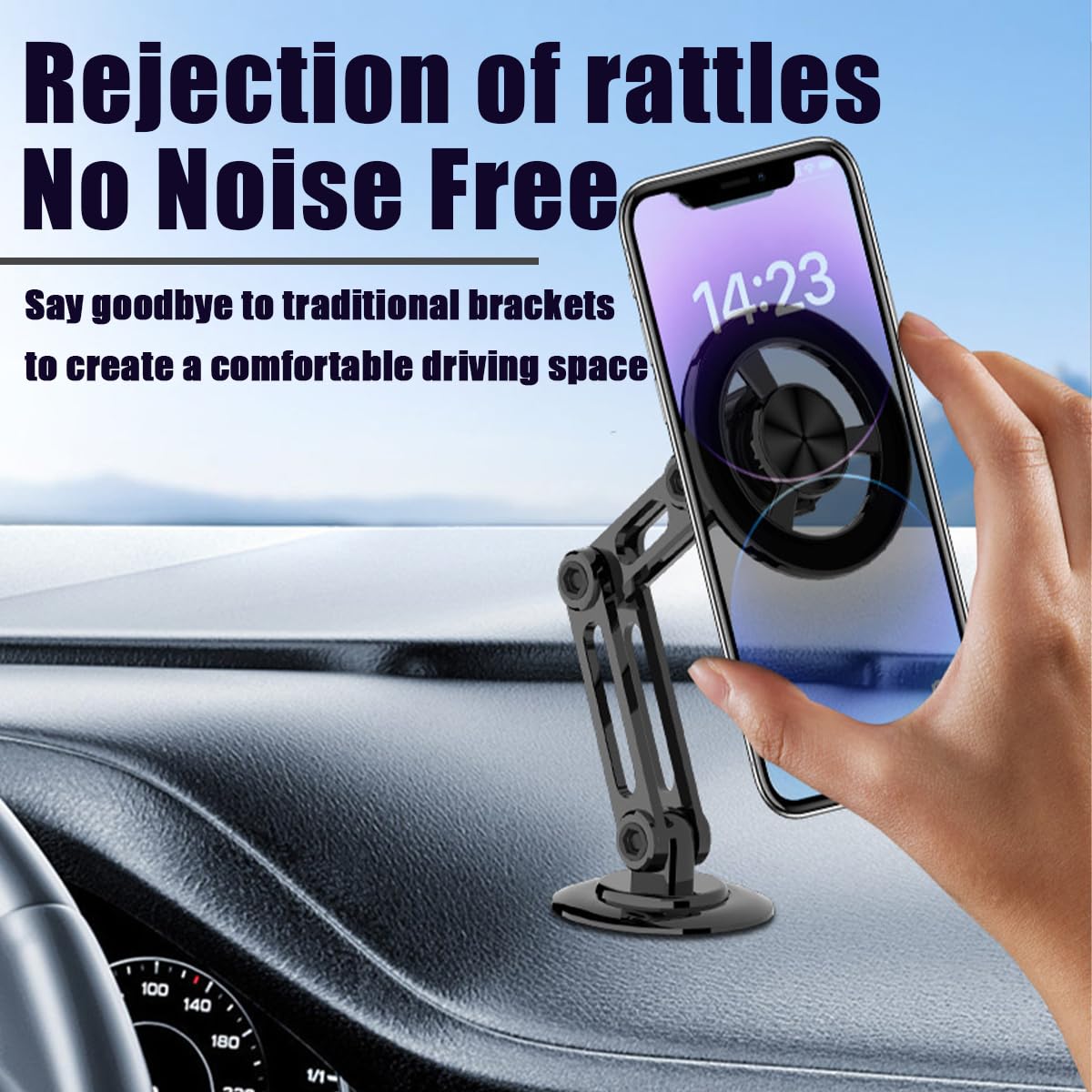 zipelo Magnetic Car Phone Holder, 360 Degree Adjustable Phone Mount for Auto Dashboard, Universal Car Accessories, Hands-Free Cell Phone Holder for iPhone 14 13 12 Android and More Smartphones