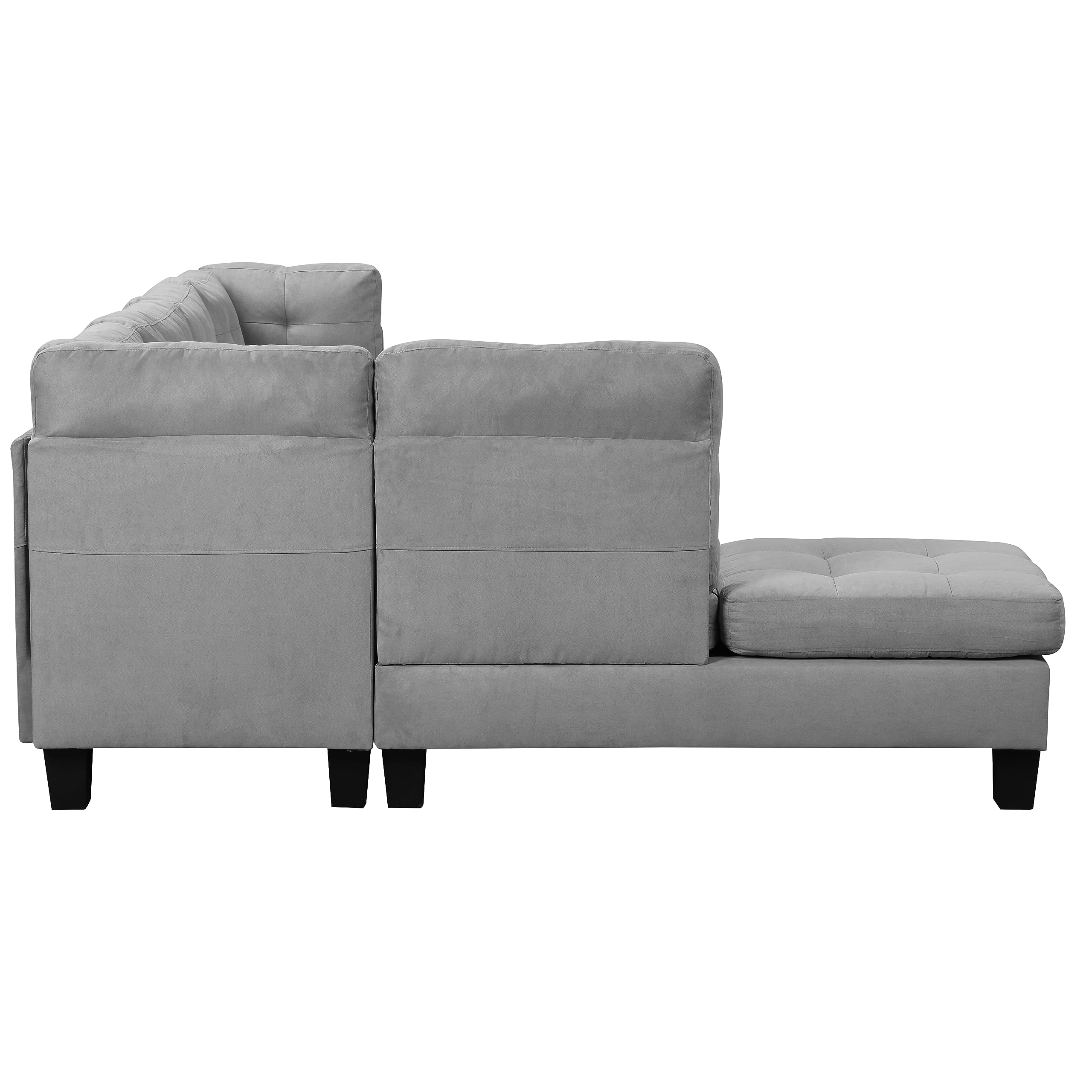 Casa Andrea Milano Modern Sectional Sofa L Shaped Couch with Reversible Chaise & Ottoman, Large Living Room Furniture, Grey