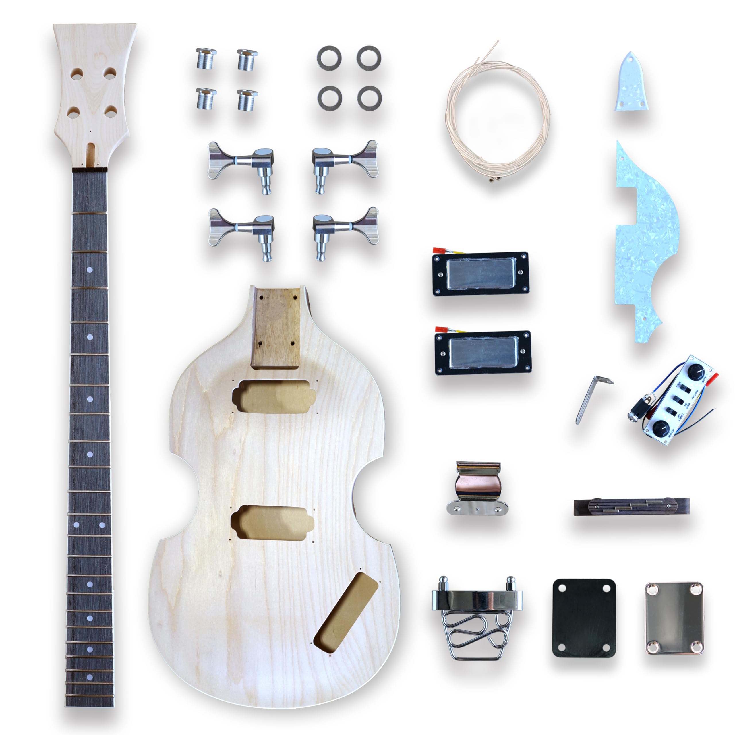 BexGears DIY Electric Violin Bass Guitar Kits SVL Style Electric Bass Guitar Kits Basswood Body Maple neck