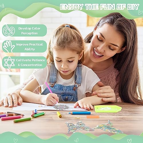 Diamond Painting Sun Catchers, 3 Pack Diamond Art Wind Chimes Diamond Art Kits, Wind Chime Kit Diamond Art Kits for Adults Crafts for Adults Women (Butterfly & Hummingbird & Sun)