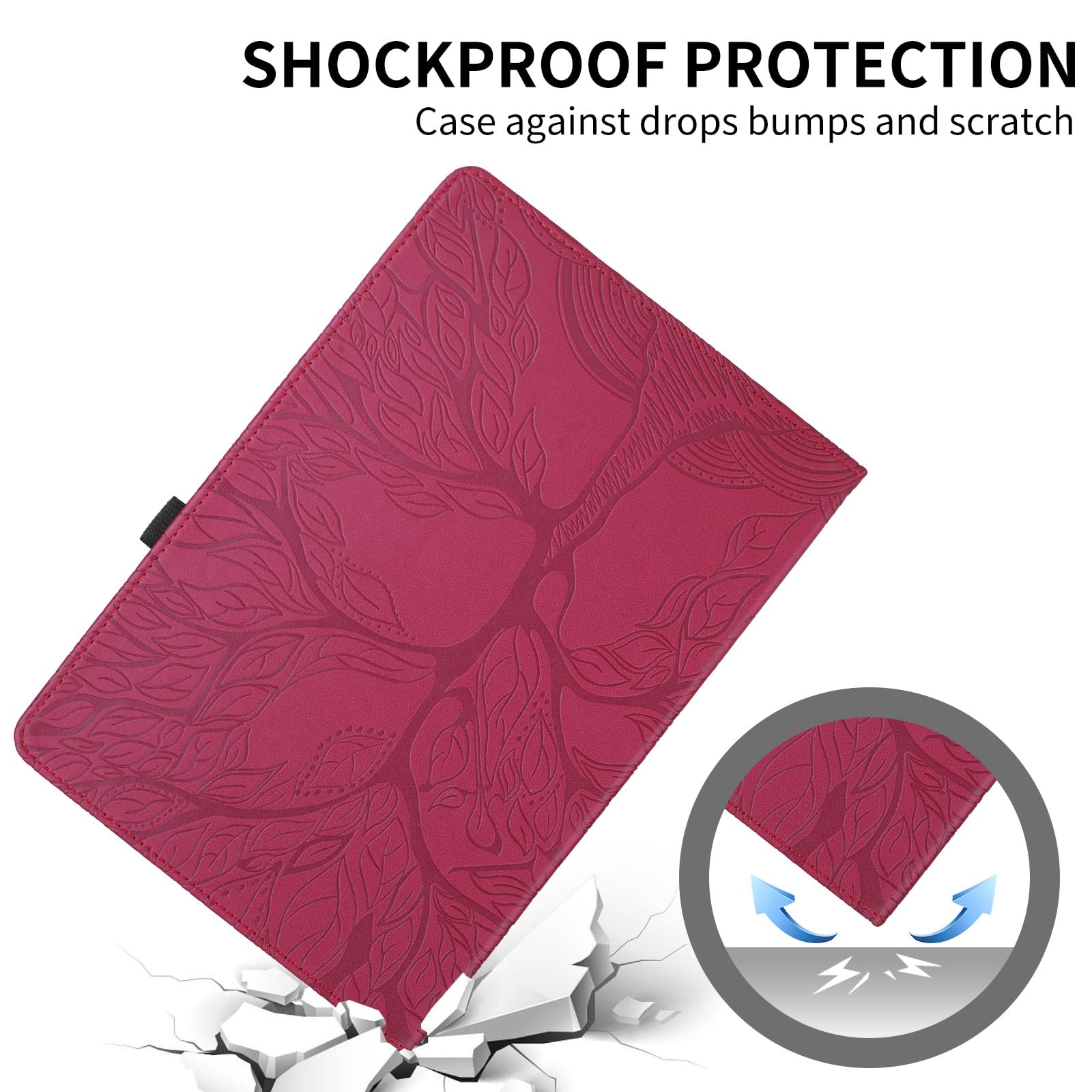 SLLMYYX 360 Degree Rotating Tablet Case Compatible with Samsung Galaxy Tab S9 11.0 Inch SM-X710 2023 Release, Life Tree Slim Folio Stand Cover (Red)