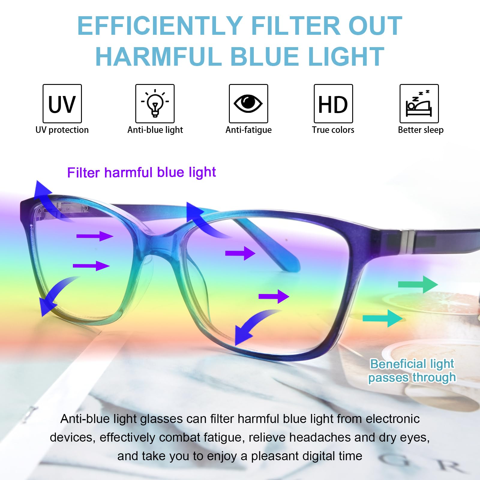 STASTEND 4 Pack Progressive Multifocus Reading Glasses for Women Men Spring Hinge Blue Light Blocking Readers (MIX, 2.00, x)