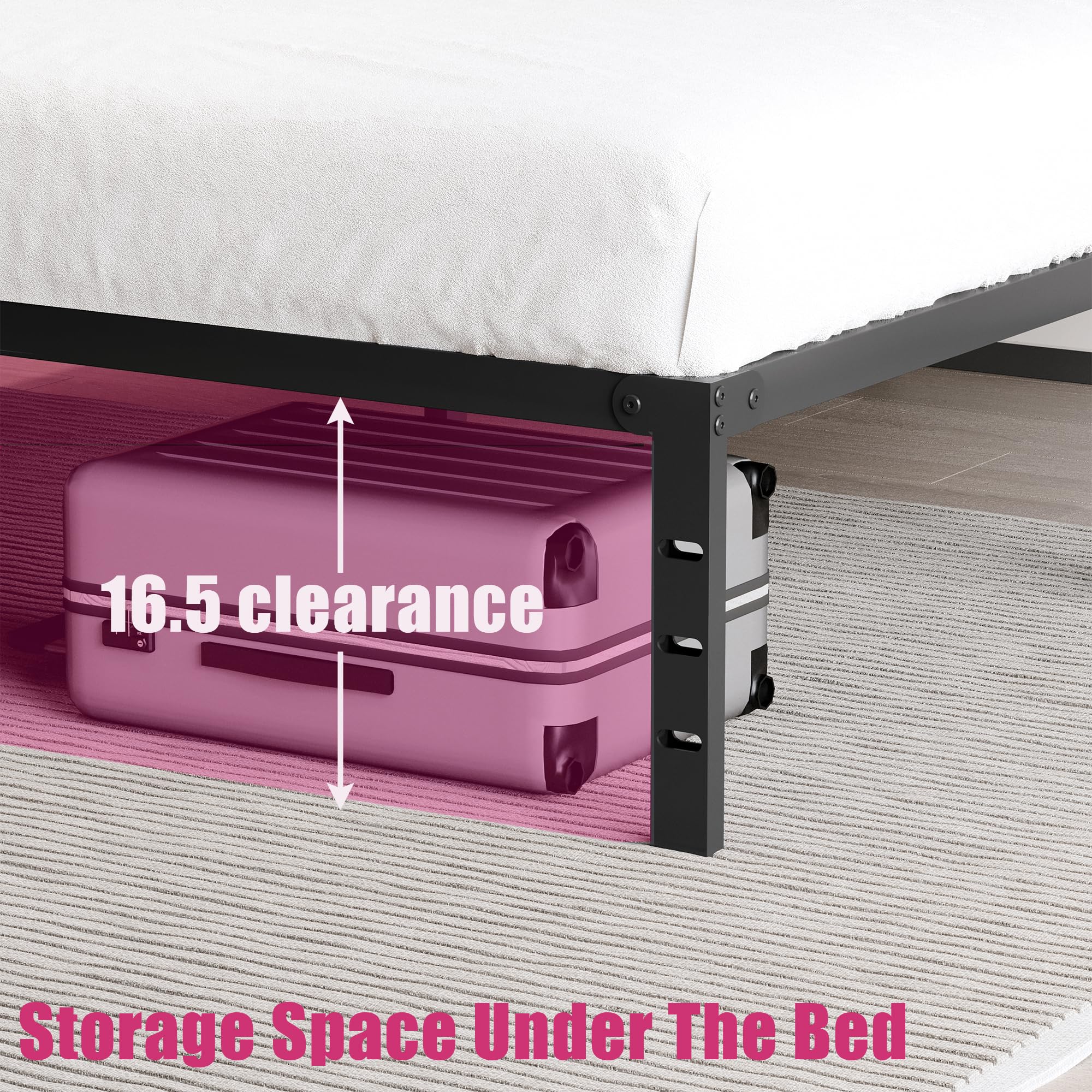 MGNO 18in Twin Size Bed Frame No Box Spring Needed, Heavy Duty Metal Platform Bed Frame Twin with Steel Slat, Easy Assembly, Noise Free, Black